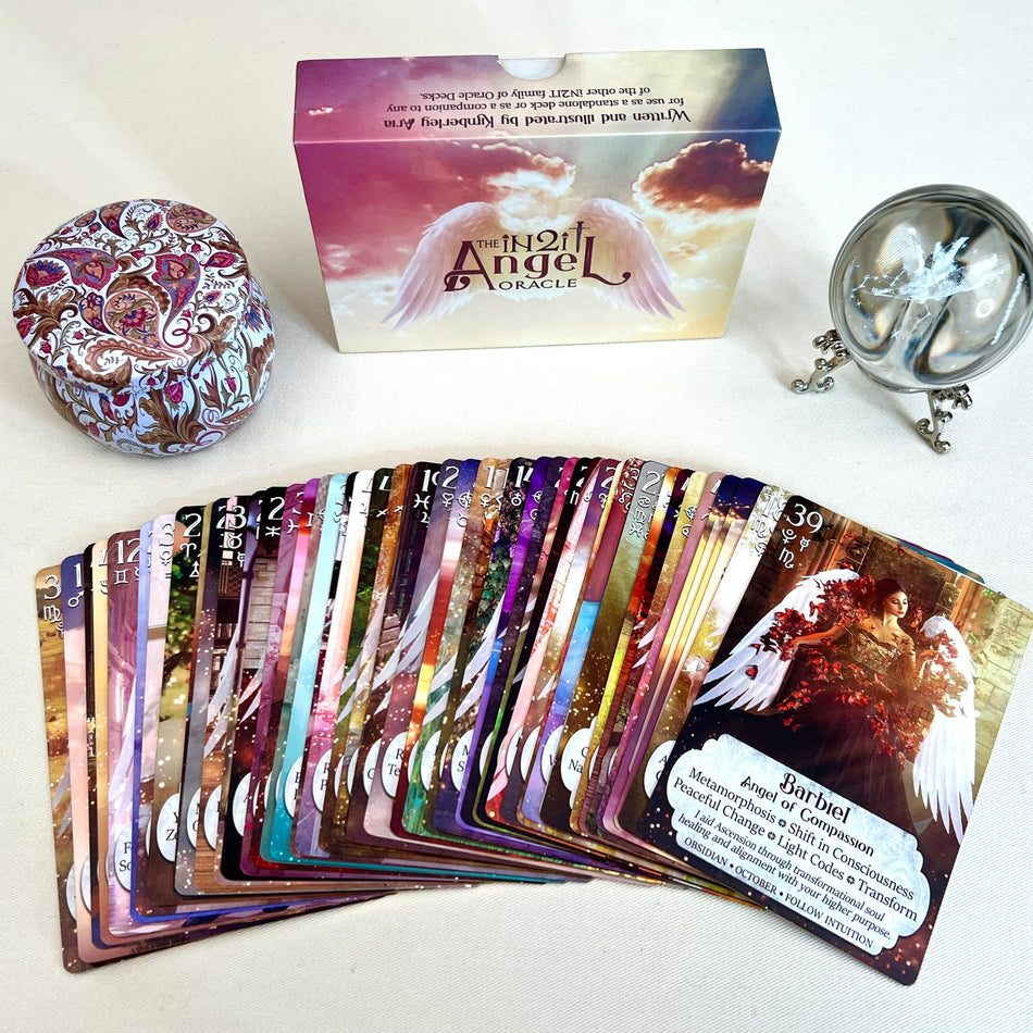 iN2IT Angel Oracle Deck w/ E-Book. A 47-Card Angel Oracle Cards Deck ...